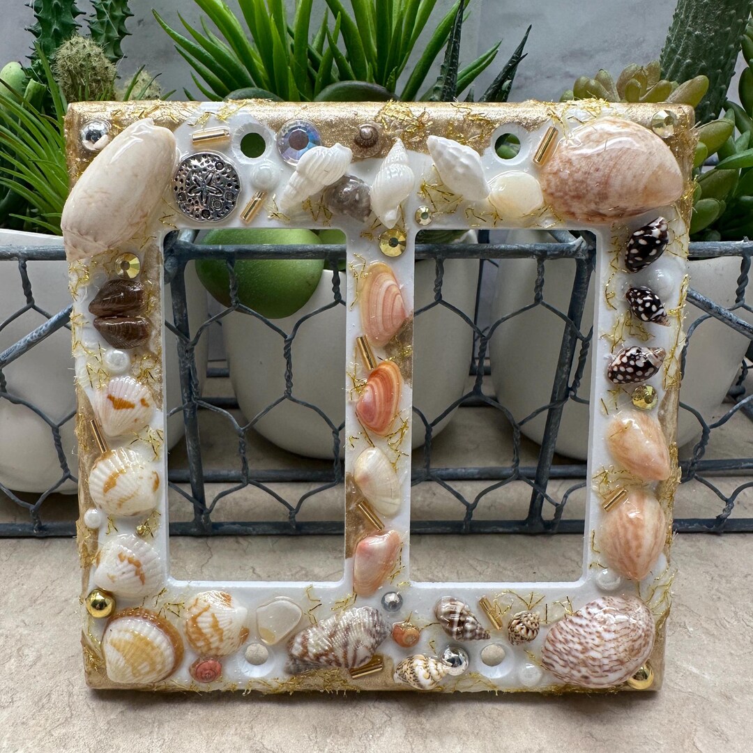 Seashell Switch Plate Cover Real Seashells - Two Rocker - Etsy