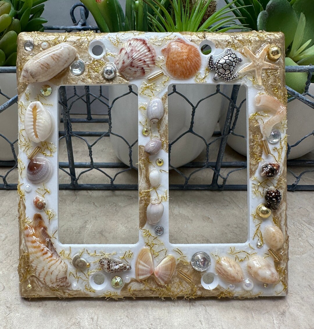 Seashell Switch Plate Cover Real Seashells - Two Rocker - Etsy