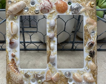 Seashell Switch Plate Cover Real Seashells - Two Toggle - Etsy