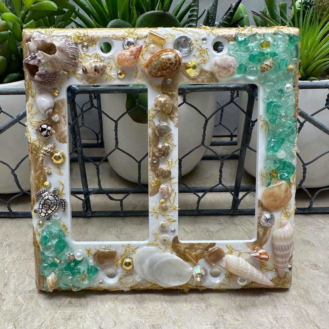 Seashell Switch Plate Cover Real Seashells - Two Rocker - Etsy