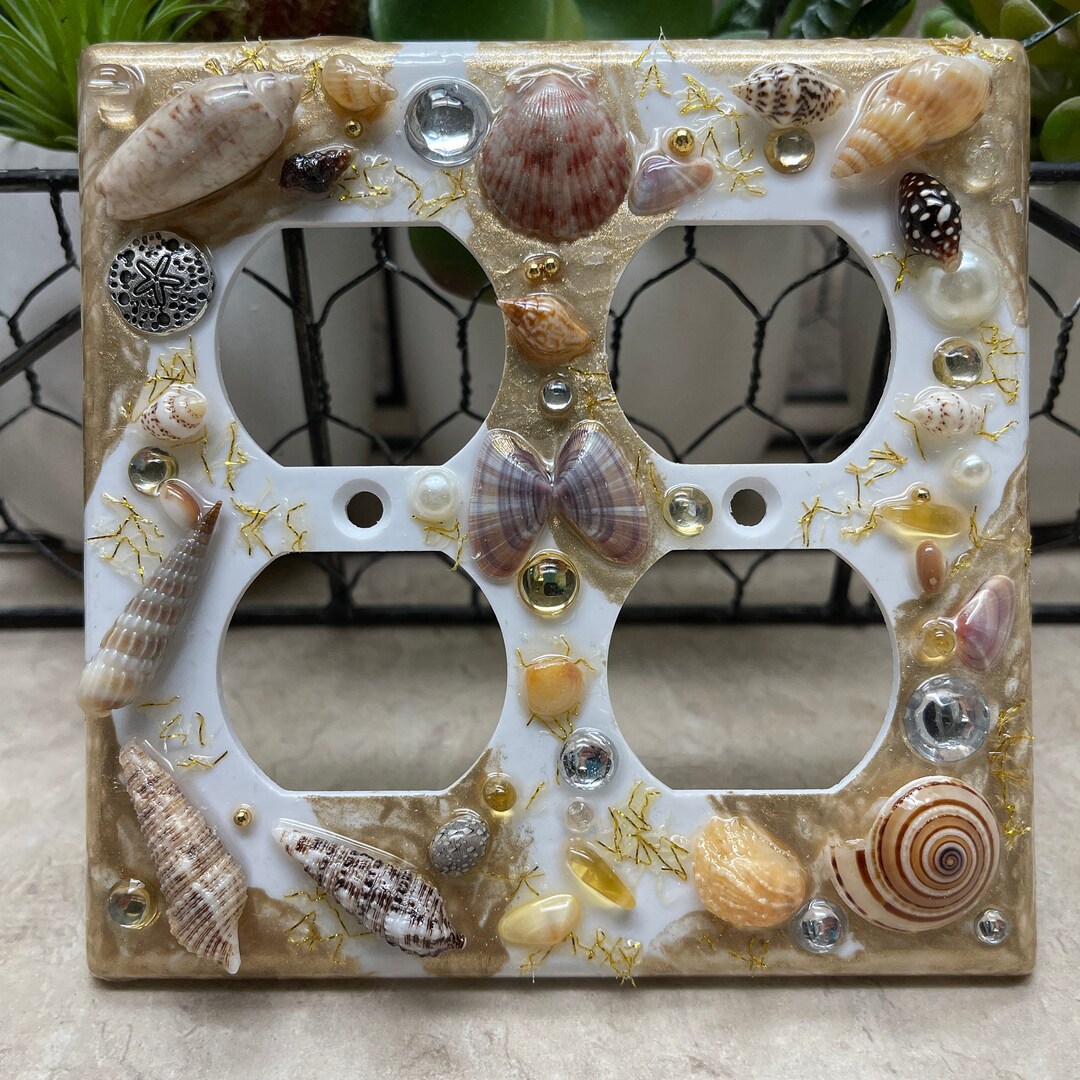 Seashell Outlet Plate Cover With Real Seashells - Four Outlet - Etsy
