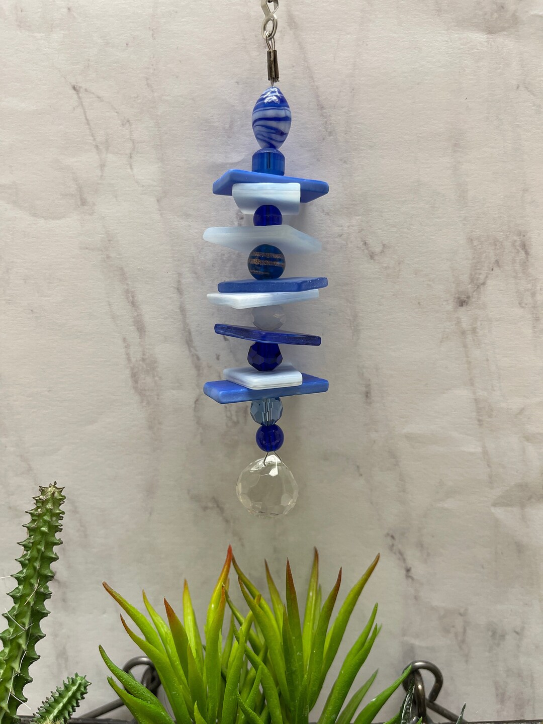 Fan Pull Sun Catcher Charm With Glass Beads and Stained Glass - Etsy