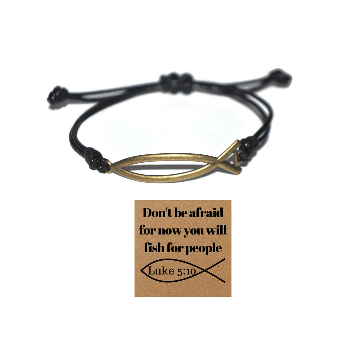 Ichthus, Ichthy, Jesus, Christian Fish Cord Bracelet and Scripture Note ...