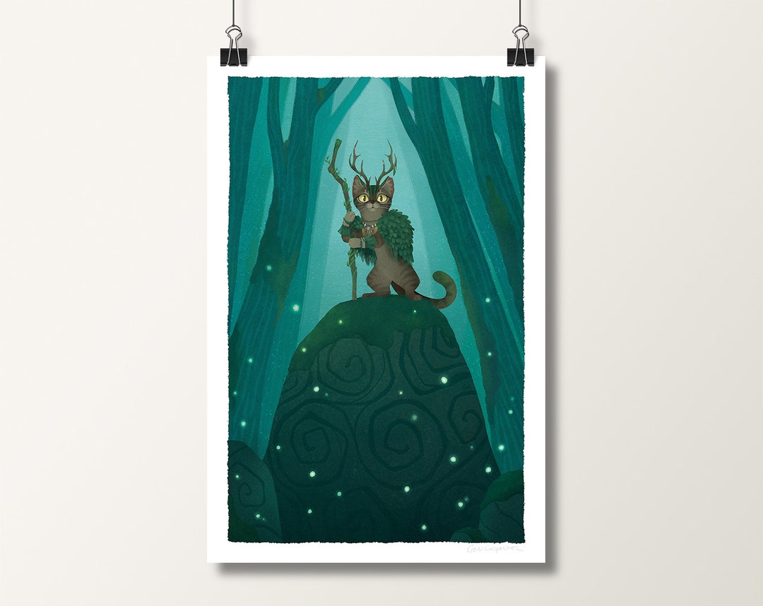 12x18 Druid Cat Print Brave Cats of Purrhaven Fantasy Cat Cat Print Cat ...