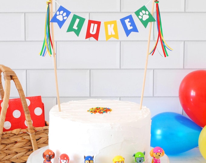 Personalized Paw Print Cake Topper: Puppy Party Decor - Etsy