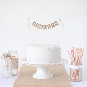 Kraft and White Cake Topper - Personalized Neutral Cake Topper ...