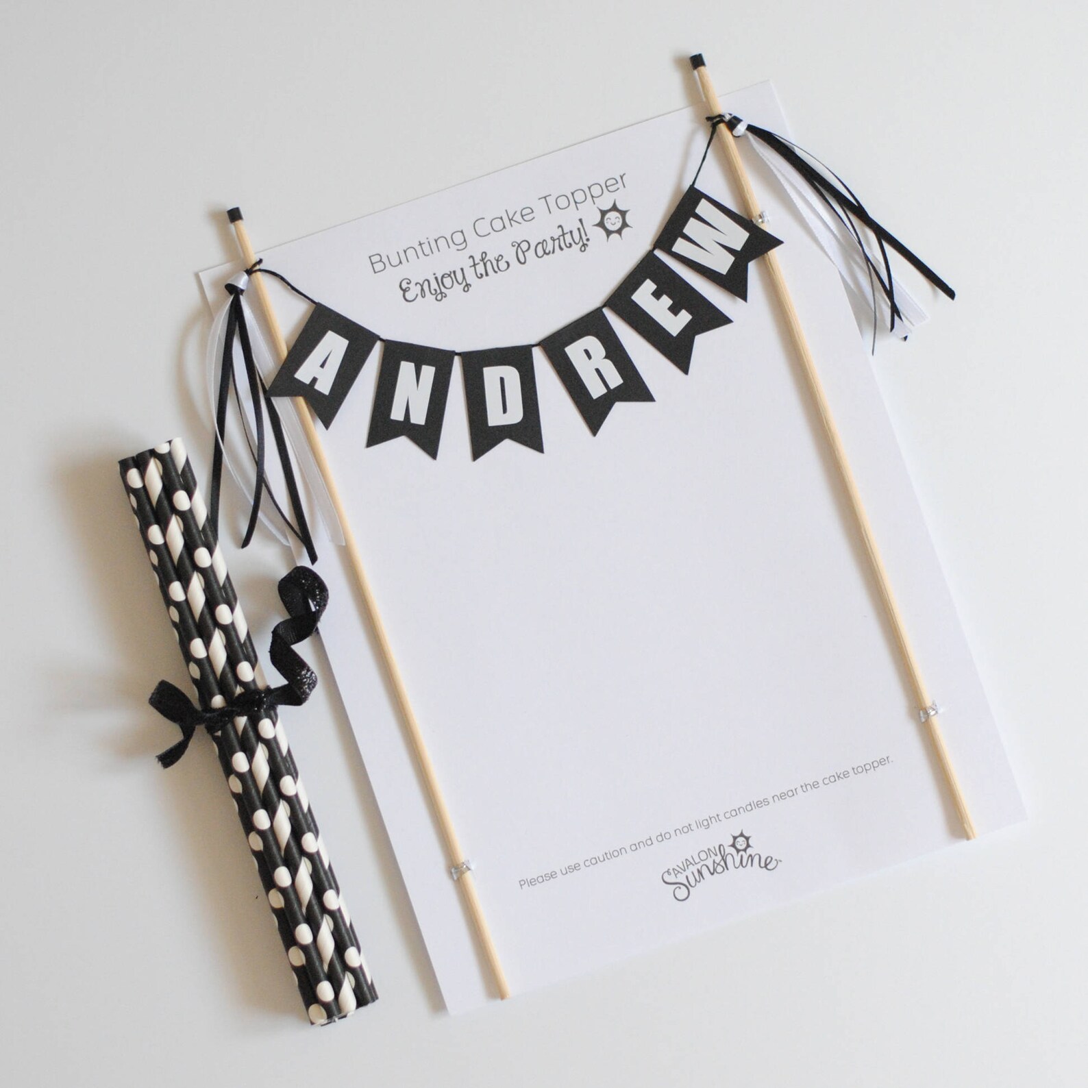 Black & White Cake Topper Birthday Custom Name Cake Topper | Etsy