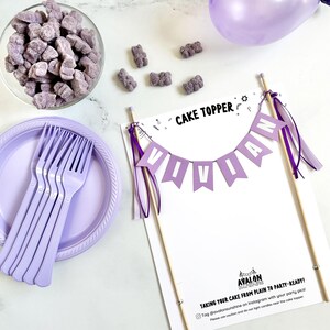 Purple Birthday Cake Topper - Purple Party Decor - Purple Name Banner ...