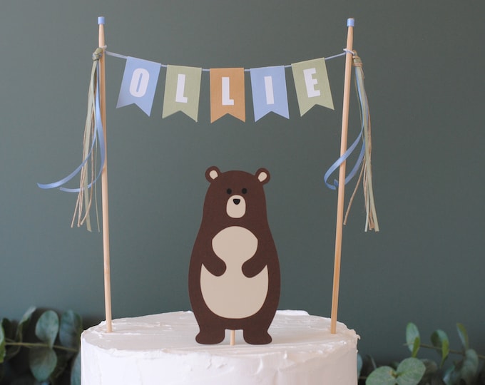 Brown Bear Cake Topper Bear Birthday Cake Topper Bear Theme Birthday ...