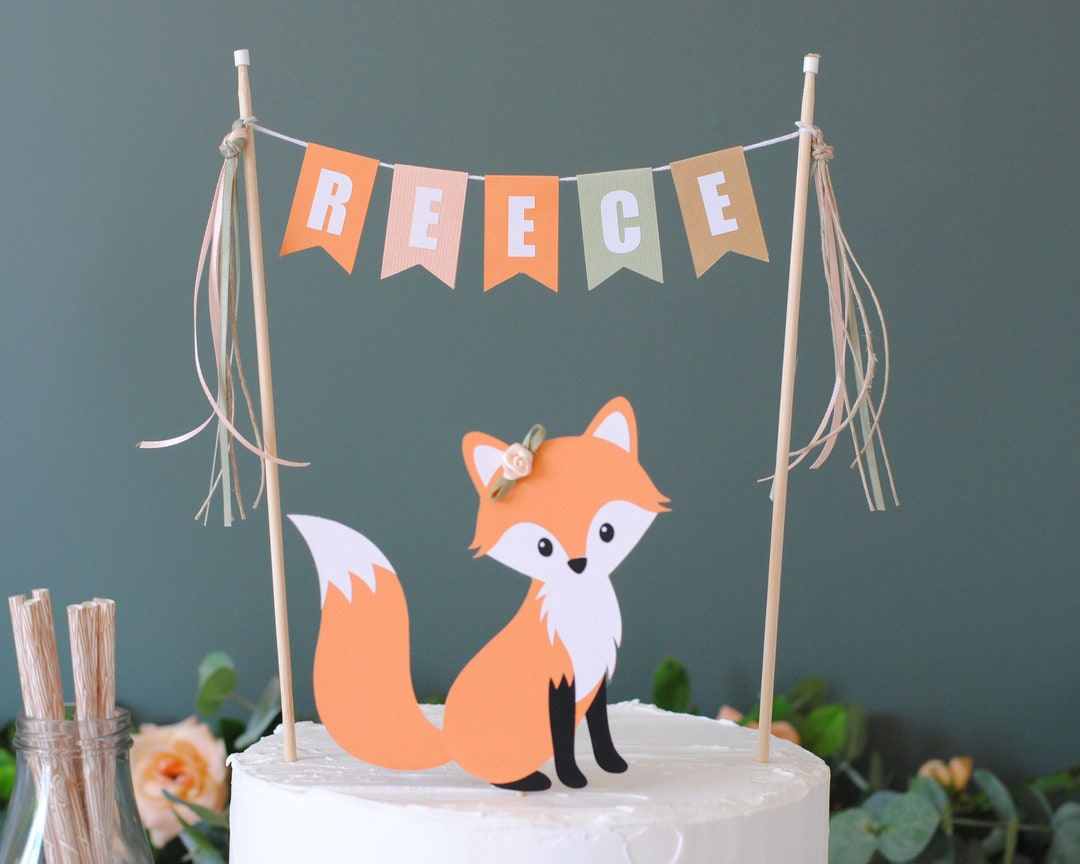 Fox Birthday Cake Topper - Fox Party Theme - Woodland Animals Birthday ...