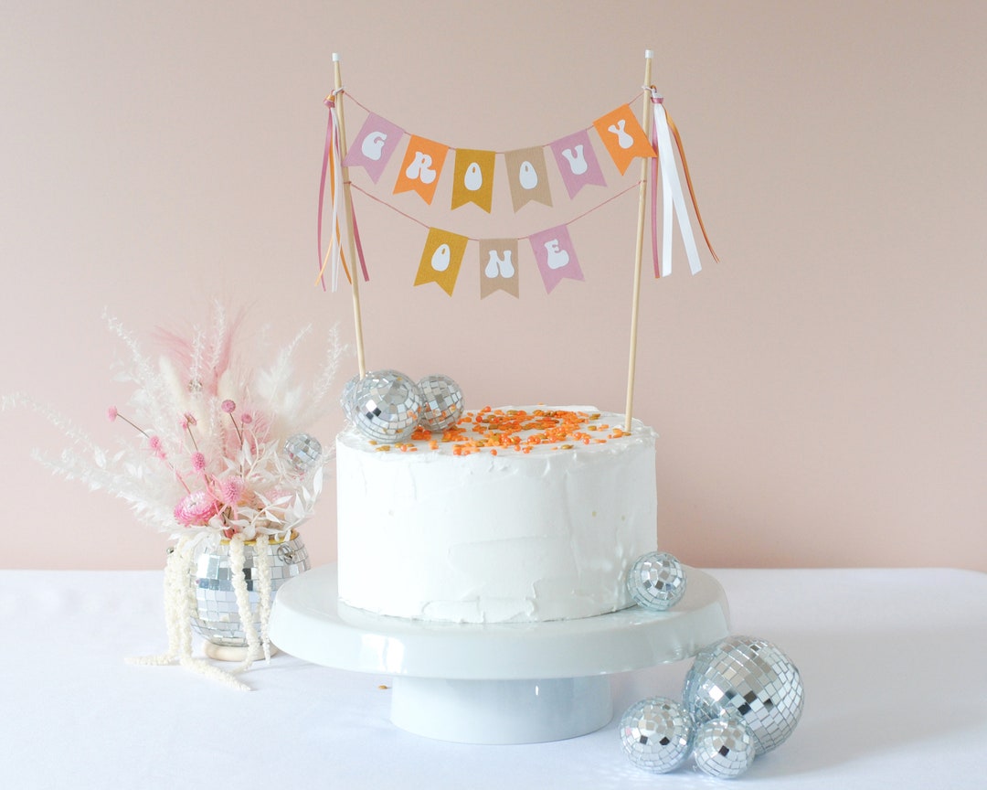 GROOVY ONE Birthday Cake Topper One Groovy Baby Party Theme Retro Cake ...