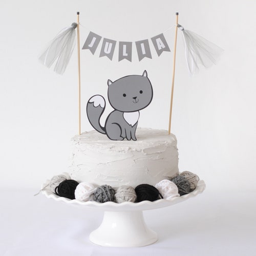 Cat Face Cake Topper Birthday Cake Topper Kitten Party - Etsy