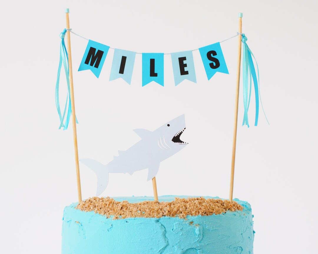 Shark Birthday Cake Topper - Shark Birthday Cake Decoration ...
