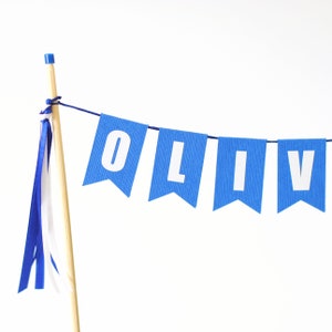 Blue Personalized Cake Bunting: Custom Birthday Cake Topper - Etsy