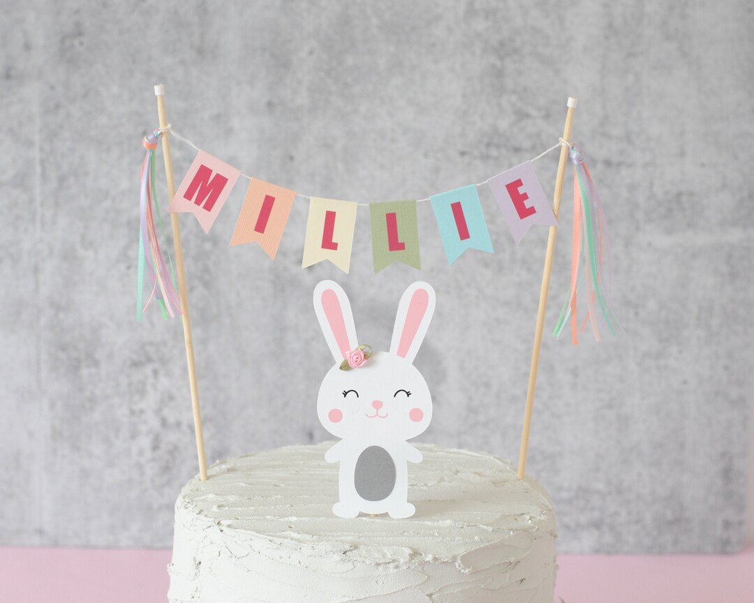 Bunny Cake Topper for Kids Birthday - Bunny Birthday Cake Topper ...
