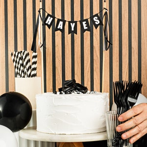 Black & White Cake Topper Birthday - Custom Name Cake Topper Banner ...