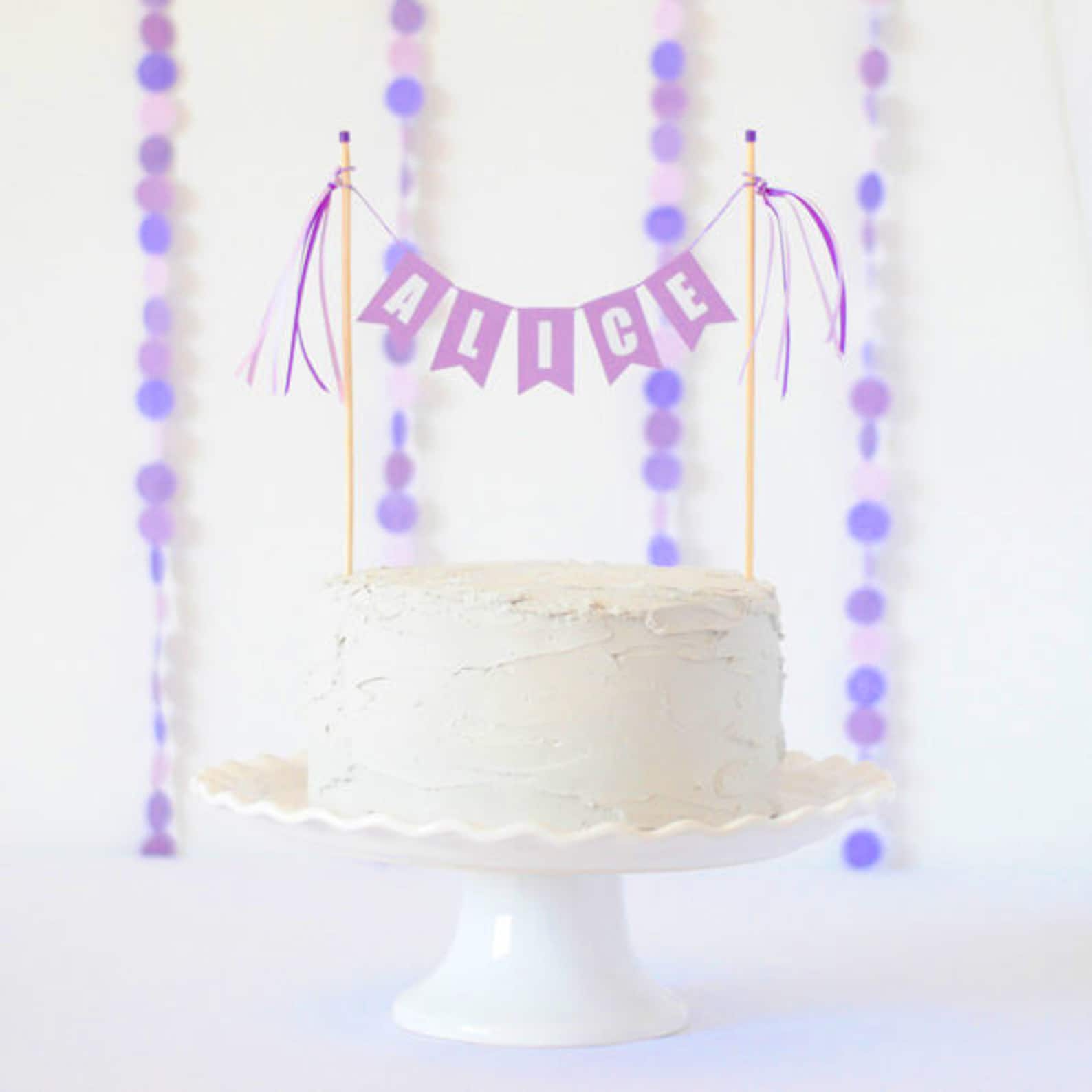 Purple Birthday Cake Topper Purple Party Decor Purple Name | Etsy