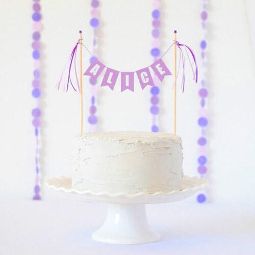Purple Birthday Cake Topper Purple Party Decor Purple Name - Etsy