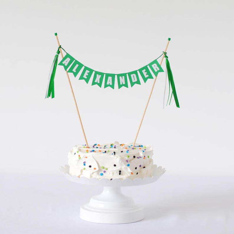 Personalized Green Name Cake Topper Name Cake Banner for - Etsy