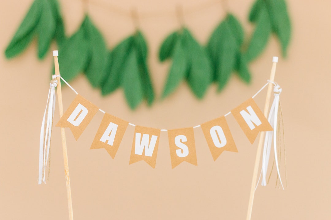 Kraft and White Cake Topper - Personalized Neutral Cake Topper ...