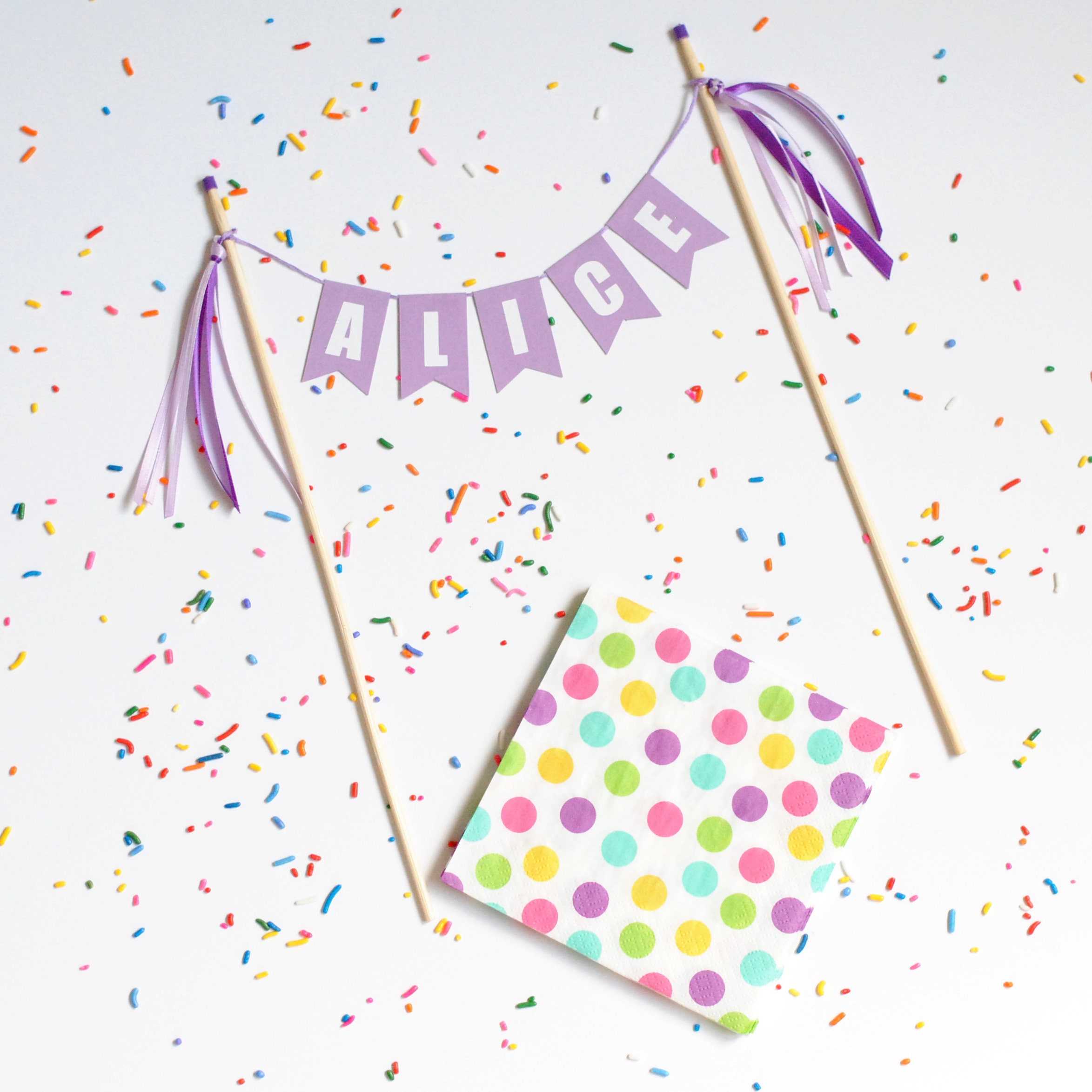 Purple Birthday Cake Topper Purple Party Decor Purple Name - Etsy