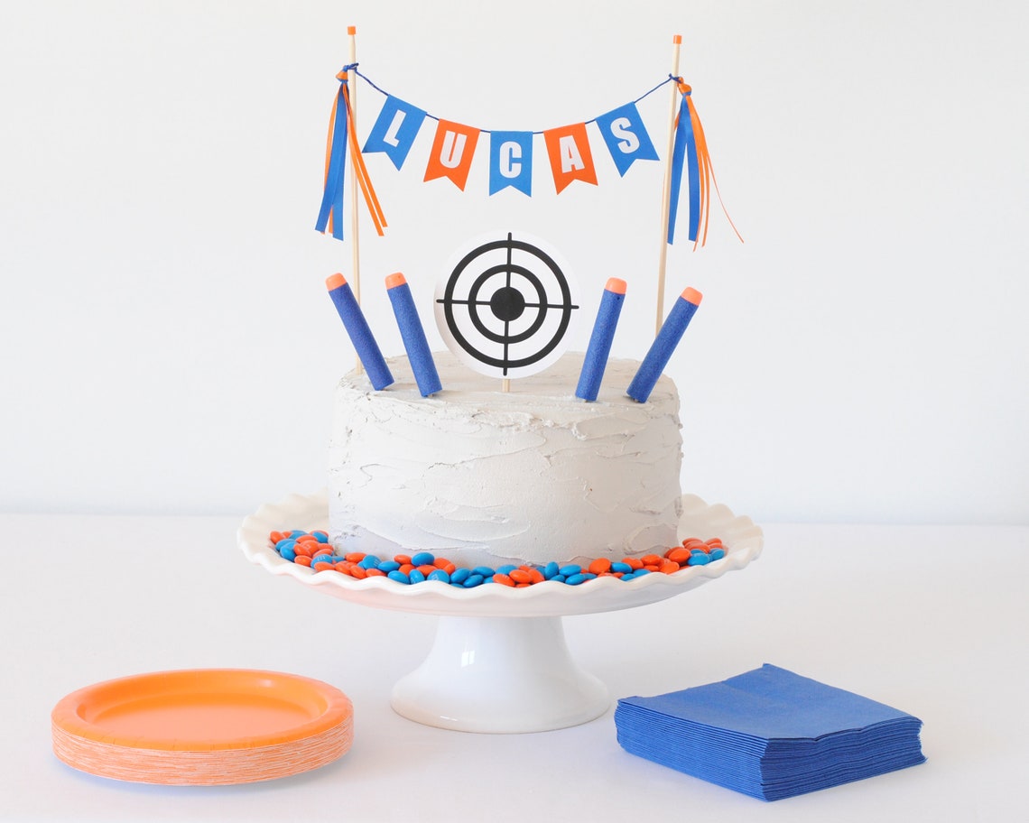 Dart Gun Party Cake Topper Set Dart Wars Birthday Party - Etsy