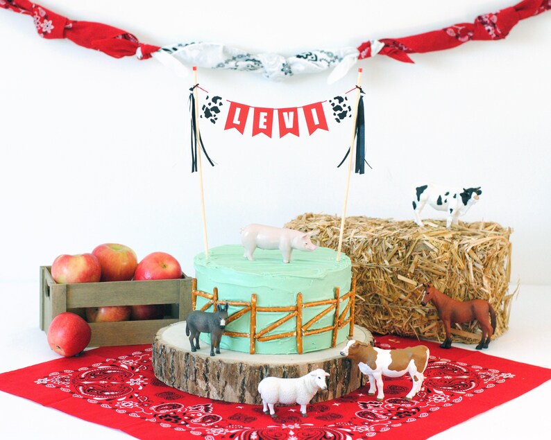 Farm Cake Topper Farm Birthday Party Cake Barnyard - Etsy