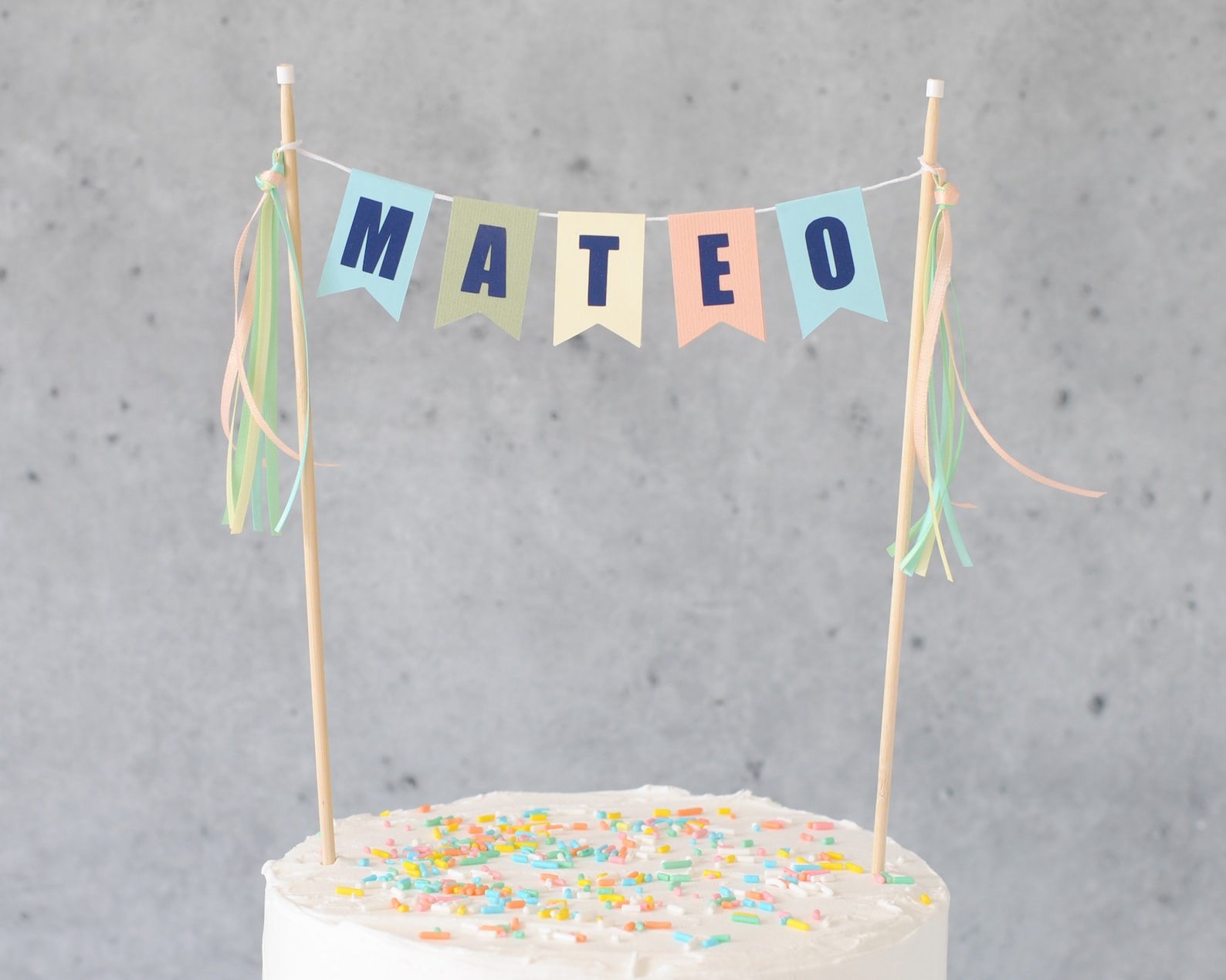 Pastel Birthday Cake Topper Personalized Pastel Cake Banner - Etsy