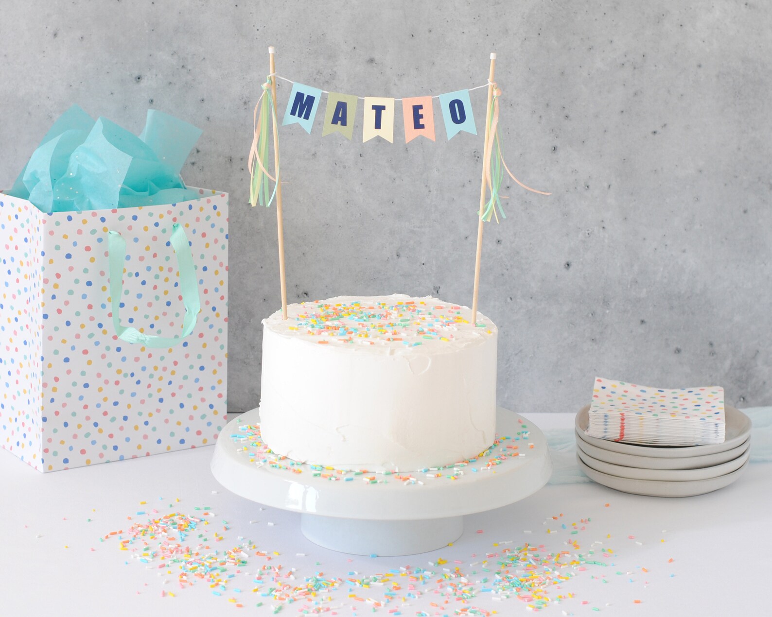 Pastel Birthday Cake Topper Personalized Pastel Cake Banner - Etsy