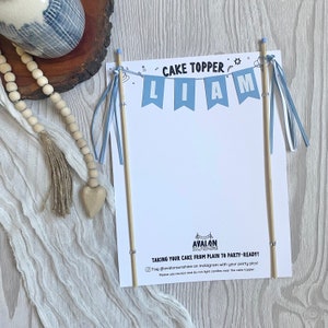 Light Blue Name Cake Topper: Boys Birthday Cake Decoration - Etsy