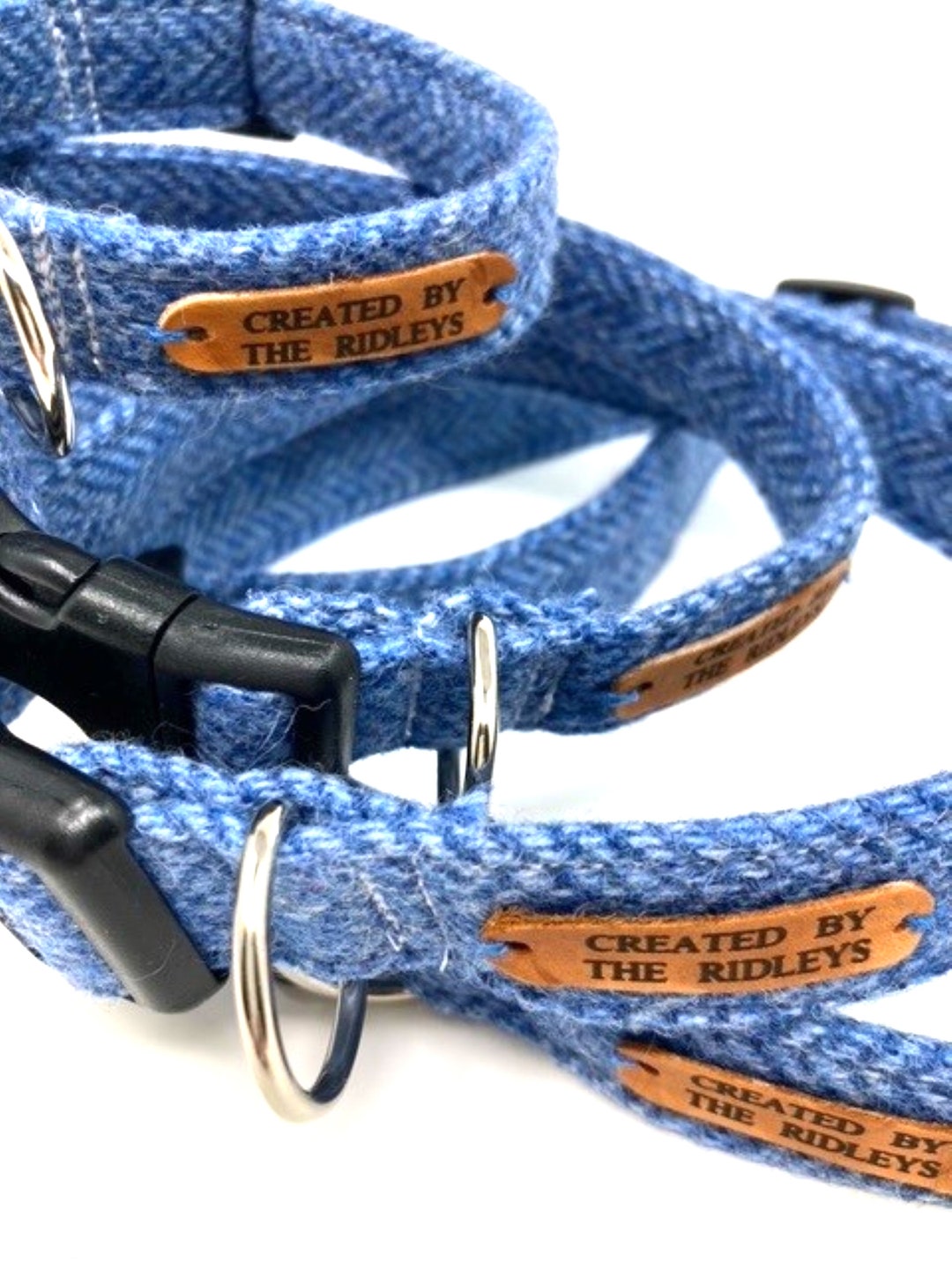 Handmade Blue Herringbone Tweed Dog Collar - British Made - Etsy UK