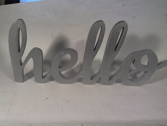 Silver Glitter Free Standing Hello Cutout Word 14 Inch Long | Etsy