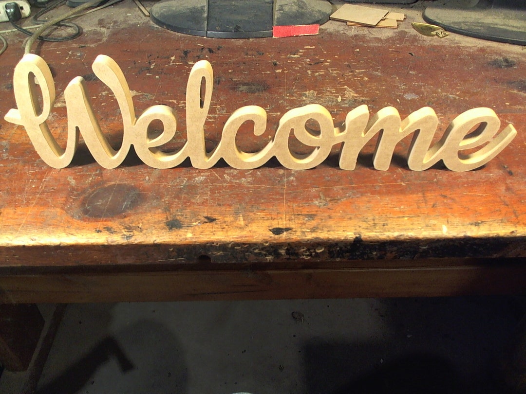 Free Standing Welcome Cutout Word 17.5 Inch Long Sign Decor - Etsy
