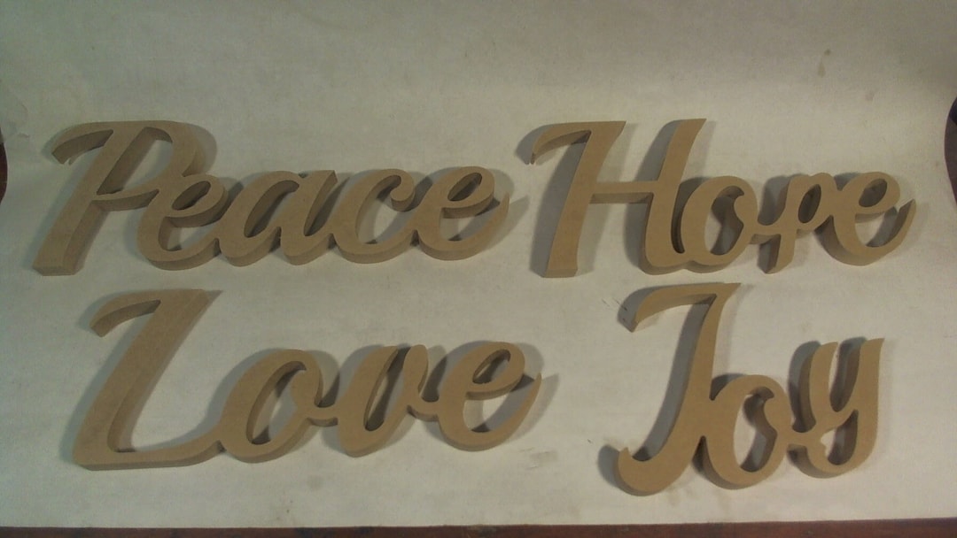 Peace Love Hope Joy MDF Cutout Words Free Standing - Etsy