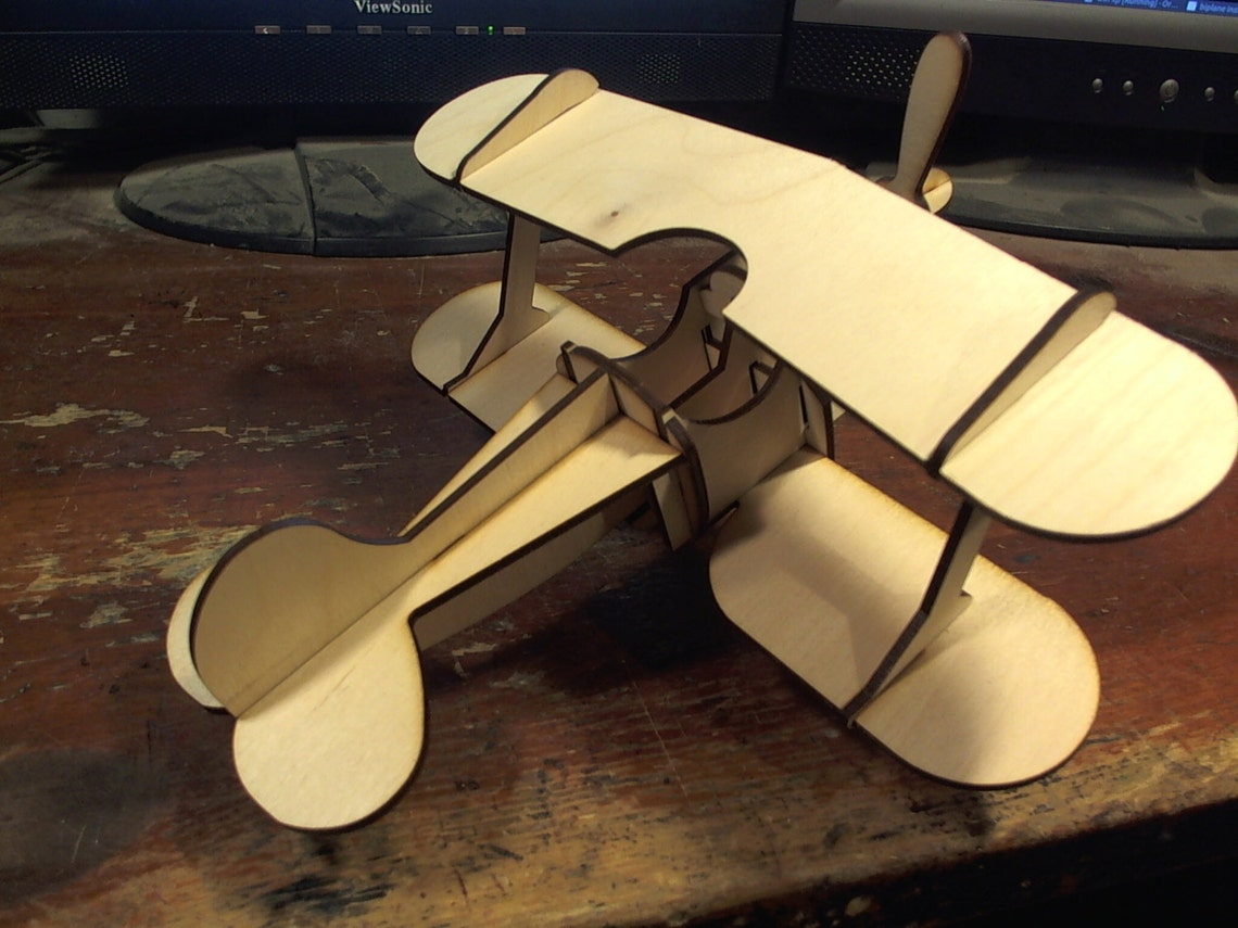 Laser Cut Wood Airplane Biplane Kit Adult and Child Project - Etsy