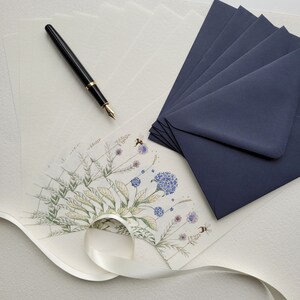 Botanical Writing Paper Gift Set With Luxury Navy Envelopes, Luxury ...