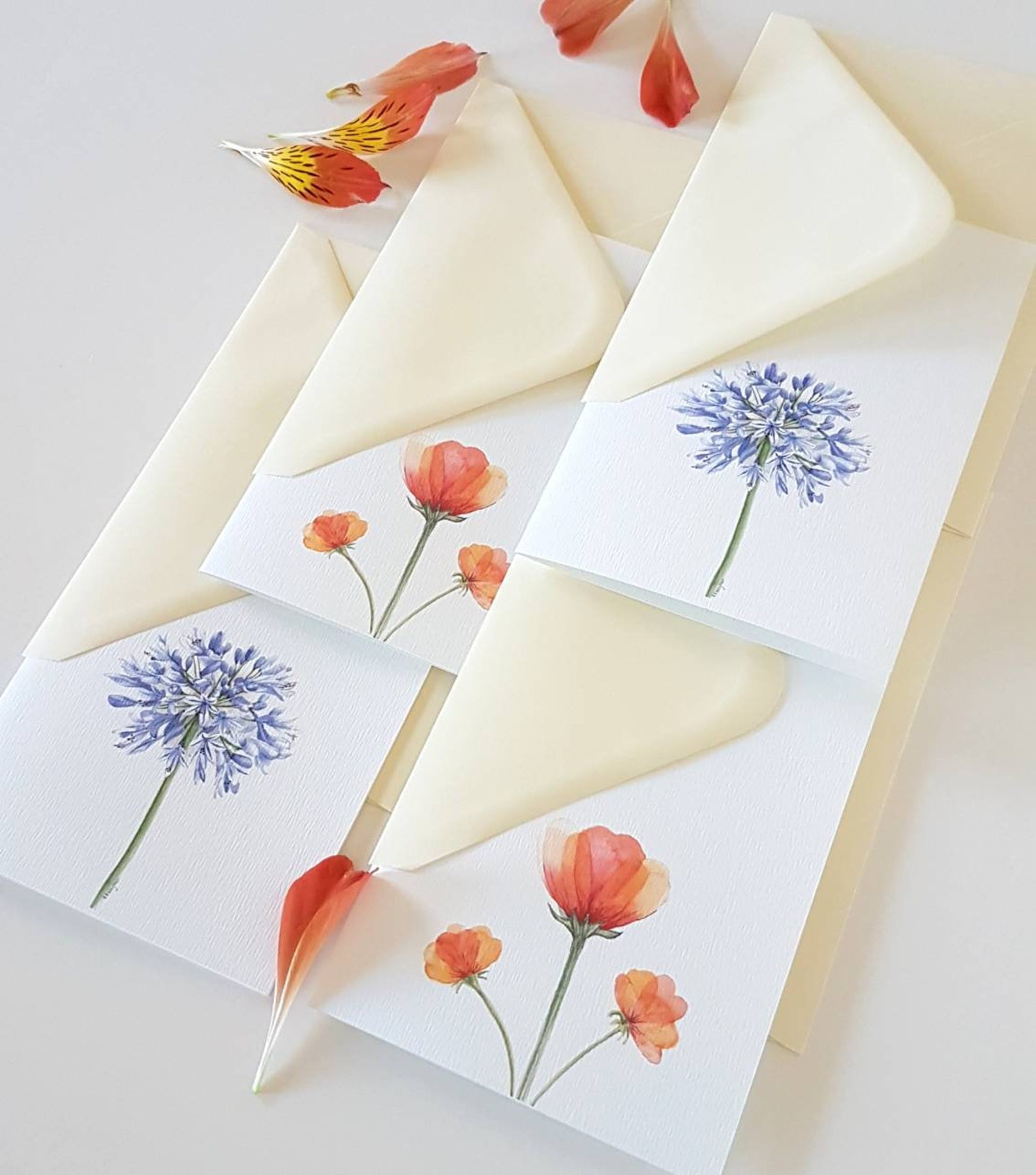 Blank flower notelets with envelopes pretty floral note cards - Etsy.de