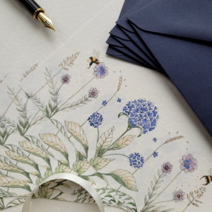 Botanical Writing Paper Gift Set With Luxury Navy Envelopes, Luxury ...