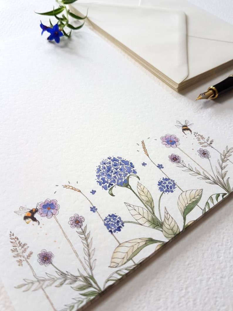 Botanical Writing Paper Gift Set With Cream Envelopes Luxury - Etsy