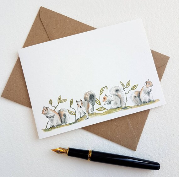 Animal Note Card Set With Envelopes Rabbit and Squirrel - Etsy
