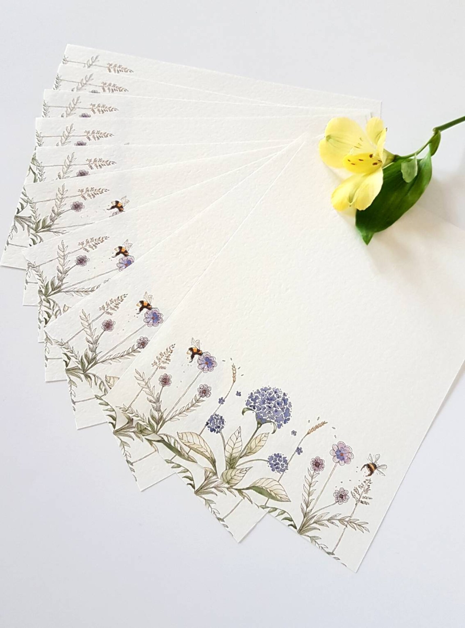 Botanical Writing Paper Gift Set With Cream Envelopes Luxury - Etsy UK