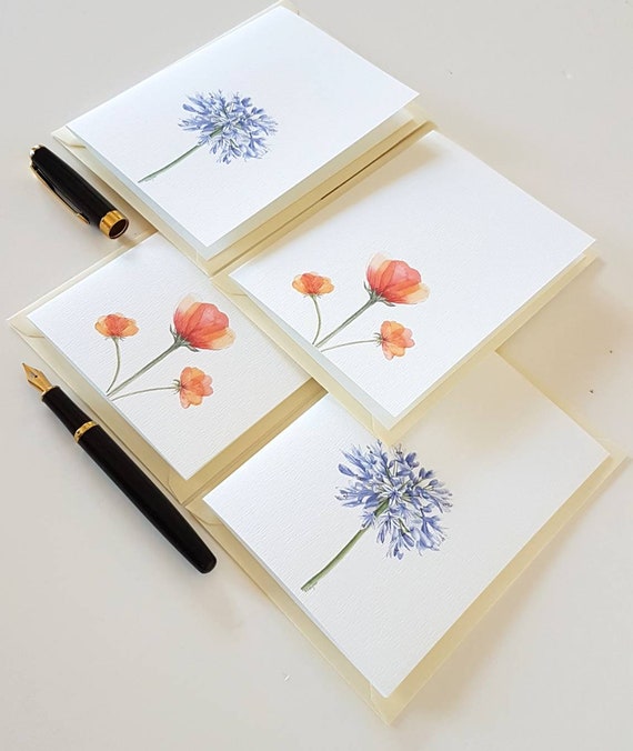 Blank flower notelets with envelopes pretty floral note cards - Etsy.de
