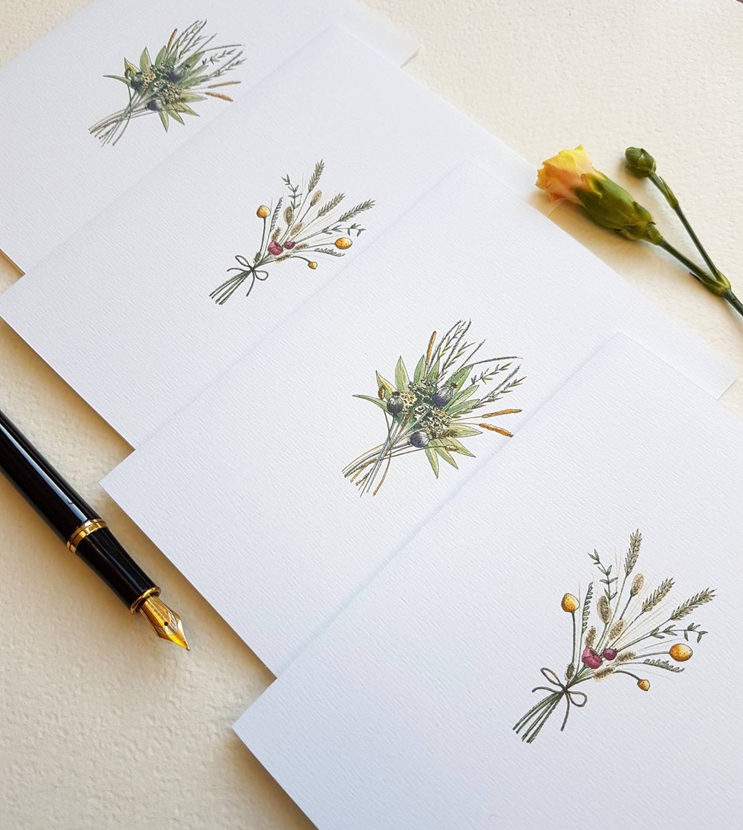 Pretty Note Cards Floral Illustrated Blank Notelets for Every - Etsy