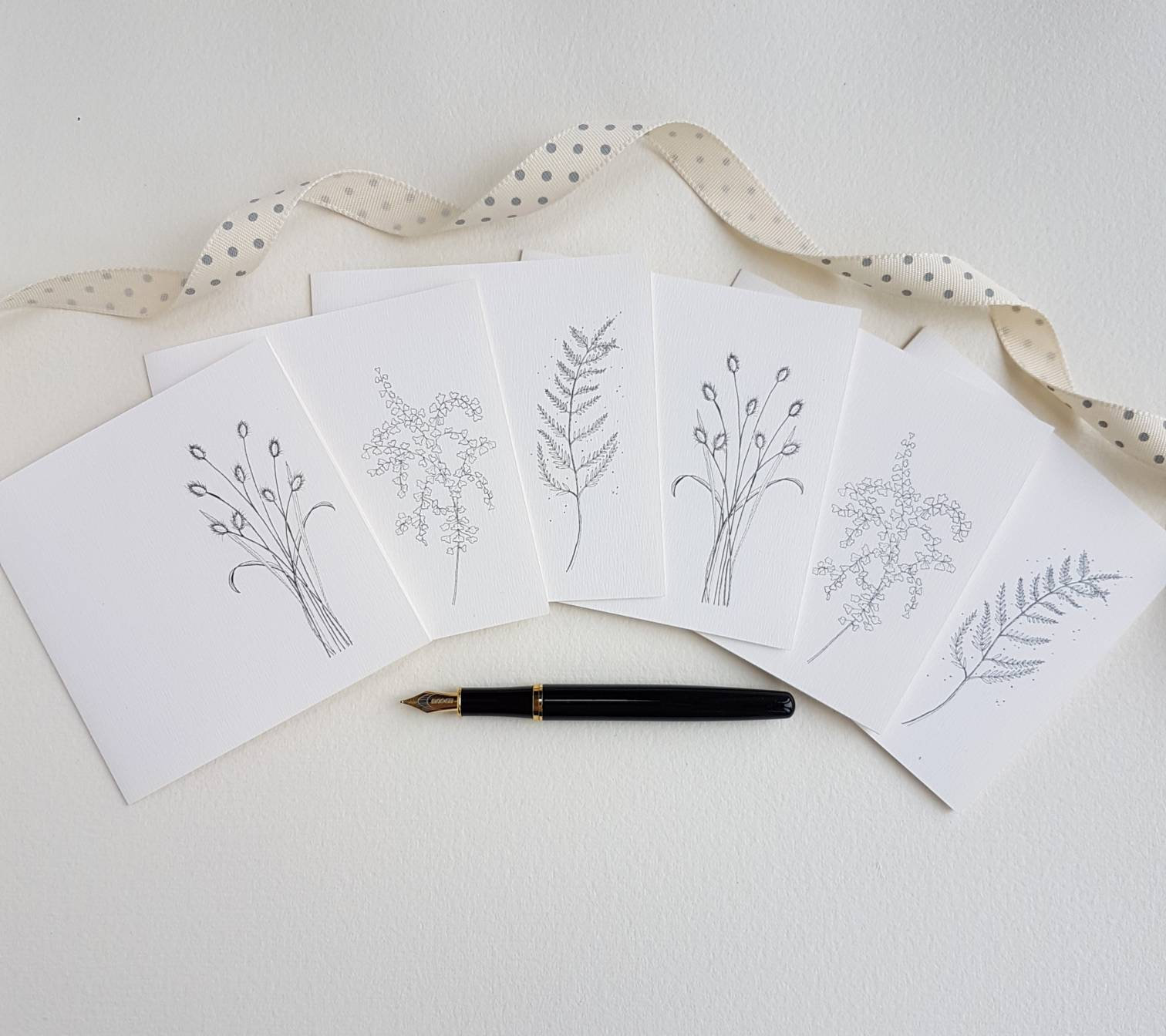 Pretty blank note cards set of little line dawn designs | Etsy