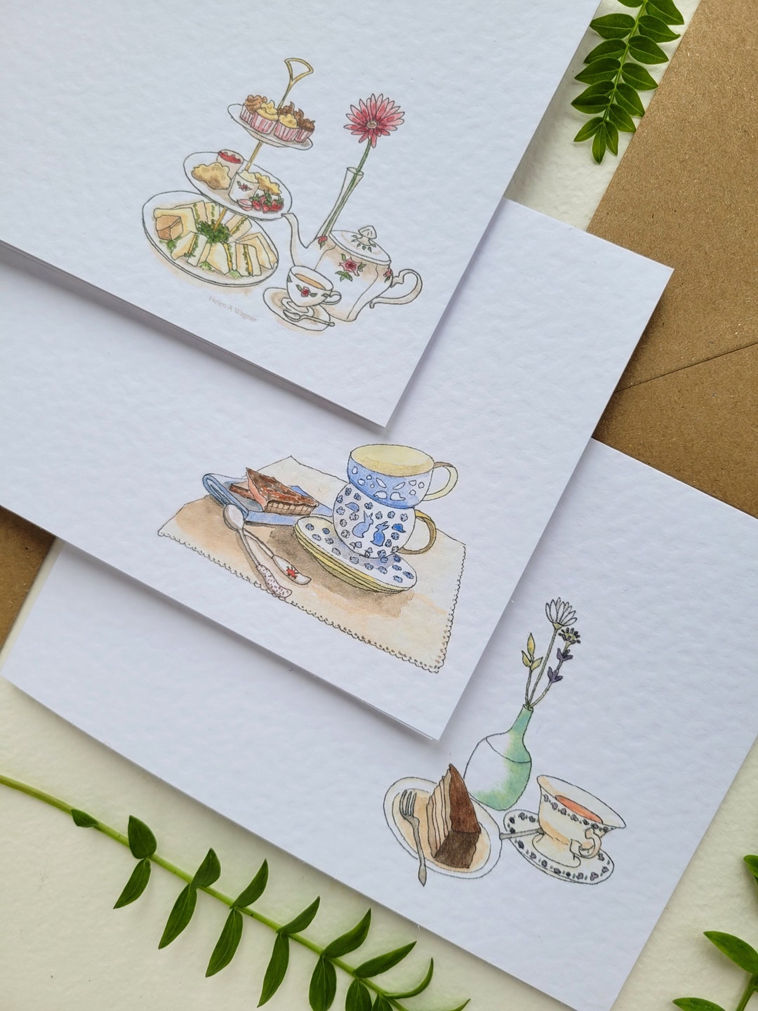 Afternoon Tea Note Card Set With Kraft Brown Envelopes, Useful Gift ...