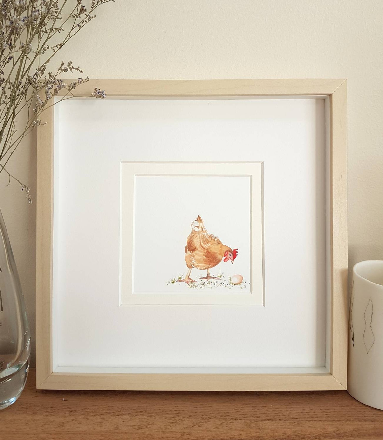 Chicken Hen Print Miniature Mounted Chicken Wall Art. - Etsy