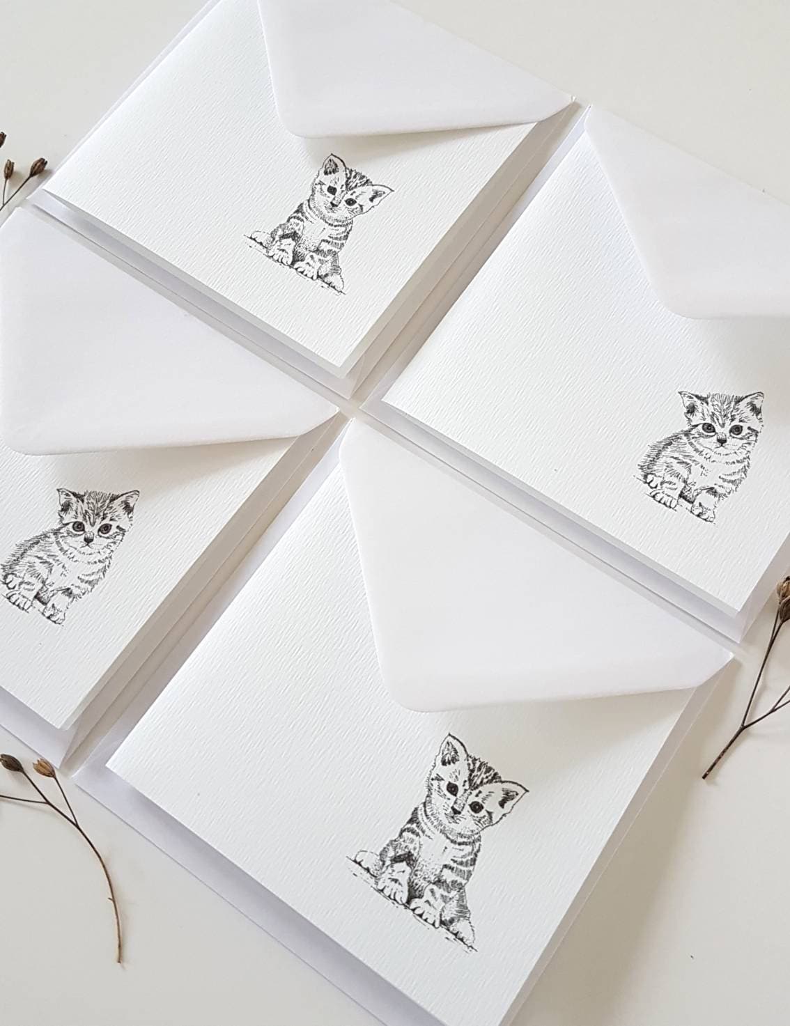 Kitty Note Card Set With Envelopes Cute Kitten Notelet Gift. | Etsy UK
