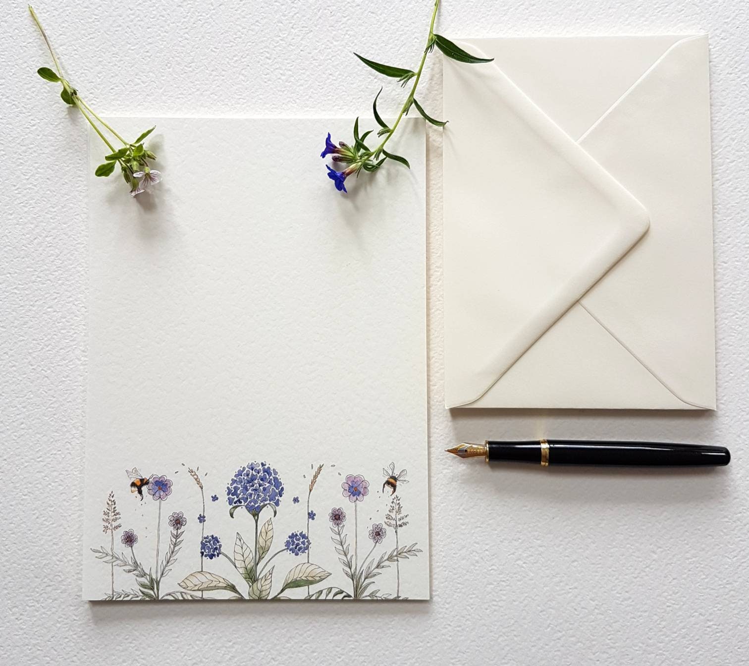 Botanical Writing Paper Gift Set With Cream Envelopes Luxury - Etsy UK