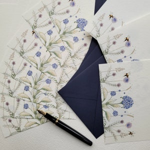 Botanical Writing Paper Gift Set With Luxury Navy Envelopes, Luxury ...