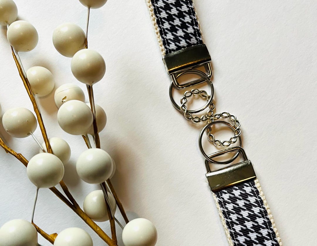 Houndstooth Keychain, Classic Black and White, Gifts for Her, Accessory ...